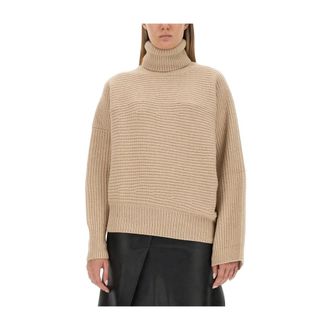 Stella McCartney Femme, Pulls, Beige, Taille: 40 FR Pull Col Roul&eacute; en Cachemire