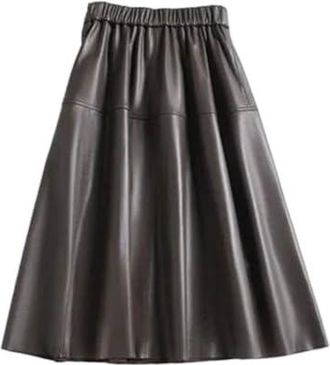 Generic Jupe pliss&eacute;e en cuir de mouton pour femme - Taille &eacute;lastique, 1, XL