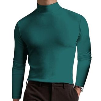 Generic T-shirt &agrave; manches longues et col montant pour homme - Style moderne pour la salle de sport, vert clair, 3XL