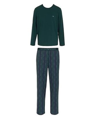 Emporio Armani Classic Pattern Long Pajamas Bas de Pijama, Vert, XXL Homme