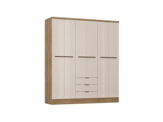 Vente-Unique Kleiderschrank mit 6 T&uuml;ren & 3 Schubladen - 180 cm - Beige & Holzfarben - PEROLI