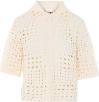 Liu Jo Femme, Pulls, Blanc, Taille: 38 FR Crochet Cardigan