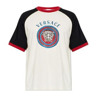 Versace Bedrucktes T-Shirt - - Tops - Herren - Beige - XL