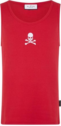 Philipp Plein Homme, Tops, Rouge, Taille: XL Cotton Tank Top Skull & Bones