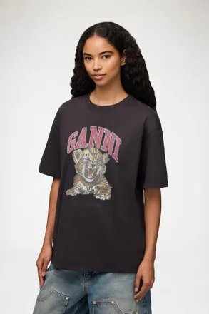 Ganni T-shirt &agrave; imprim&eacute; tigre Multicolore Coton biologique - Taille XXS - Pour Femme