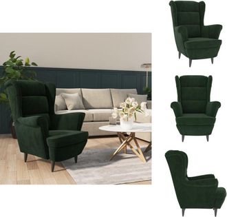 vidaXL Sessel Dunkelgr&uuml;n Samt - Samtsessel - Dunkelgr&uuml;ner Sessel - Sessel Wohnzimmer - Bequemes Sofa - Armlehnstuhl