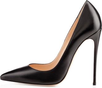 elashe Stiletto High Heels Schuhe Damen Slip On - Schwarz Matt Spitze 12 cm Party Braut EU38