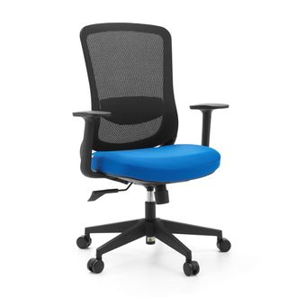 hjh OFFICE Ergonomischer Bürostuhl Sedito - Drehstuhl mit Verstellbarer Netz-Rückenlehne, Lordosenstütze und Wasserfallsitz, Schwarz/Blau