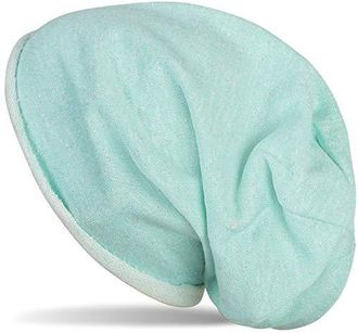styleBREAKER Bonnet Mou avec Look m&eacute;lang&eacute; Scintillant et Bord roulott&eacute;, Long Bonnet, Brillant, Femmes 04024143, Couleur:Turquoise tachet&eacute;