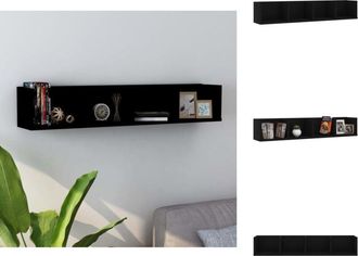 vidaXL CD-Wandregal Schwarz 100x18x18 cm Holzwerkstoff - cd Regal - Wandregal - Holzregal - Schwarzes Regal - Schallplatte Regal