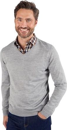 Damart Pull Classique Encolure V avec Laine Homme Gris Chiné Taille M (94-101)