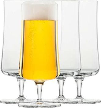 Schott Zwiesel Pilsglas Beer Basic 0,3 l (4er-Set), klassische Biertulpe mit Moussierpunkt, spülmaschinenfeste Tritan-Kristallgläser, Made in Germany (Art.-Nr. 13000