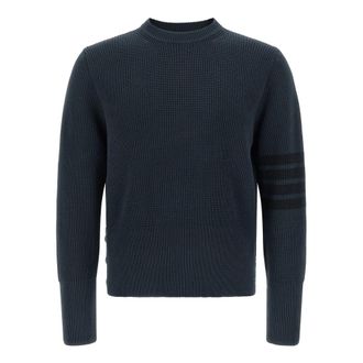 Thom Browne Cotton Cardigan Stitch 4-Bar Pullover - - Knitwear - Herren - Blau - L