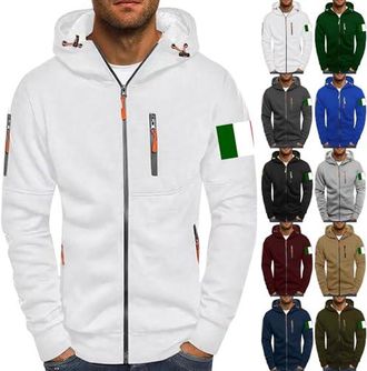Generic Sweat à capuche de sport zippé pour hommes - Sweat à capuche à manches longues avec poches zippées Veste athlétique décontractée pour les entraînement