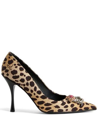 Dsquared2 escarpins pointus &agrave; imprim&eacute; l&eacute;opard - Noir