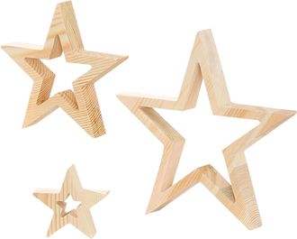 Generic Festlicher Stern f&uuml;r Tischdekoration | 3 St&uuml;ck Rustikaler Weihnachtsschmuck | Festliche Tischdekoration Mittelelement Holzstern,f&uuml;r Schreibtisch Couch