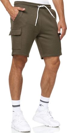Indicode Herren Dannie Cargo Sweatshorts mit Kordelzug | Herrenshort Sport Trainingshose Army, XXL
