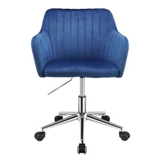 SVITA Oliver B&uuml;rostuhl h&ouml;henverstellbar Samtbezug Schreibtischstuhl Drehstuhl Blau
