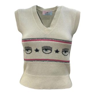Chiara Ferragni V-Ausschnitt Strickware - - Knitwear - Damen - Wei&szlig; - XS