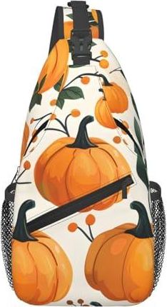 Generic Sacoche Port&eacute; &eacute;paule Motif de citrouille dautomne R&eacute;glable Sac Bandouli&egrave;re Antivol Sac DEpaule pour Homme Cyclisme Camping
