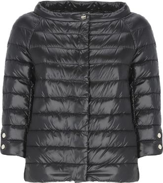 Herno Femme, Vestes, Noir, Taille: 40 FR Blouson Rembourr&eacute; Noir avec Coutures Apparentes