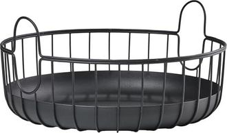 Zone Denmark Inu Korb mit Griffen aus Metall, Aufbewahrungskorb, Handtuchkorb, Gästehandtuchkorb, Deckenkorb, Rund, Durchm. 38 cm, Höhe 18 cm, Schwarz