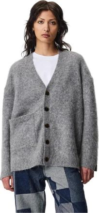 Adnym Atelier Adnym Atelier, Femme, Pulls, Gris, Taille: 40 FR Cardigan Classique à Col V avec Grande Poche