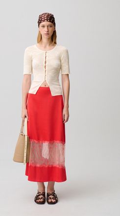 Claudie Pierlot Jupe satin&eacute;e dentelle