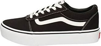 Vans Fille Ward Platform Canvas Sneaker Basse, Toile Noire et Blanche, 34.5 EU