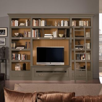 Ridgevalley home24 TV-Wand I Massivholz Pinie, lackiert Rück-, Seitenwände & Einlegeböden: MDF Mitteldichte Holzfaserplatte, lackiert Grau/Granit/Pinie Honig 312