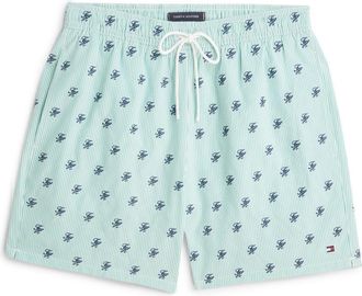 Tommy Hilfiger Badeshorts in Seersucker-Qualit&auml;t mit Monogramm-Stickerei in