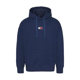 Tommy Jeans Blaue Bio-Baumwollkapuzenpullover mit Ikonischem Abzeichen - - Sweatshirts & Hoodies - Herren - Blau - 2XL