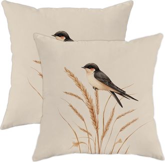 Generic Herbstschwalbenvogel Kissenbezug Mit Rei&szlig;verschluss Kissenh&uuml;llen Komfort Sofakissenbezug F&uuml;r Balkon Heimdekoration Sofa 45X45Cm 2Er Set