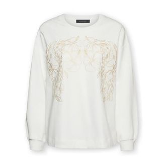 Elena Miro Besticktes Baumwoll-Sweatshirt - - Sweatshirts & Hoodies - Damen - Wei&szlig; - S