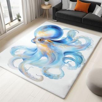 Generic Tapis Minimalist pour Salon 120 x 170 cm, Lavables avec Dos Antid&eacute;rapant &agrave; Poils Courts, Tapis Chambre Animaux Marins Pieuvre Motif pour Cuisine Salle