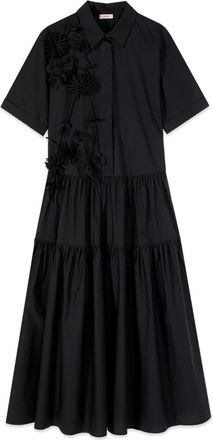 Oltre Femme, Robes, Noir, Taille: 42 FR Robe-chemise avec fleurs appliqu&eacute;es