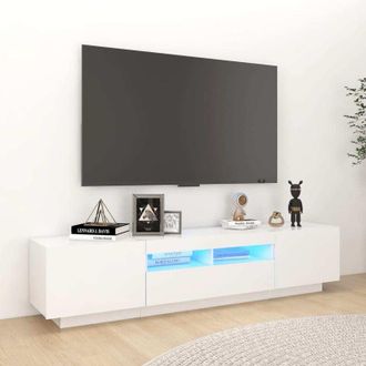 vidaXL Meuble tv avec lumi&egrave;res led Blanc 180x35x40 cm Vidaxl