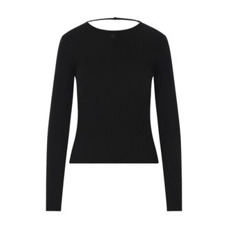 Courr&egrave;ges Gerippter Pullover mit Logo-Stickerei - - Knitwear - Damen - Schwarzk - XS