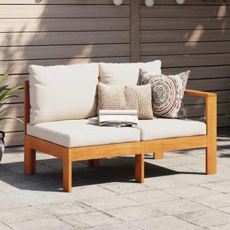 vidaXL Gartensofa mit 1 Armlehne 2-Sitzer Massivholz Akazie Vidaxl