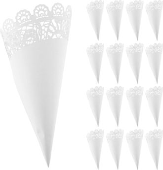 Artibetter 40 St&uuml;ck Hochzeitspapier Spitzenmuster Handgefertigte Konfetti Wei&szlig;e Blumenbl&auml;tter Streukegel Leicht Elegant f&uuml;r Hochzeiten Geburtstage Feiertage und 