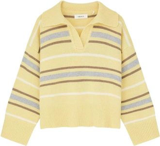 Skall Studio Femme, Pulls, Jaune, Taille: 40 FR Pull ray&eacute; &agrave; col en V