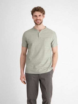 Lerros Kurzarmshirt mit Serafino-Kragen und kurzer Knopfleiste