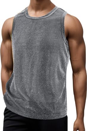 Feoya Pailletten Tank Top Herren Gl&auml;nzend &Auml;rmelloses Oberteil Slim Fit Sommer Unterhemd &Auml;rmelloses Disco Shirt Mode Unterhemden f&uuml;r Party Club Performance S