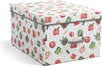 Bigso Box of Sweden BIGSO ENGLA Weihnachtsbox f&uuml;r Christbaumkugeln - Aufbewahrungsbox mit Deckel und 2 Eins&auml;tzen - Organizer aus Faserplatte und Papier - rot