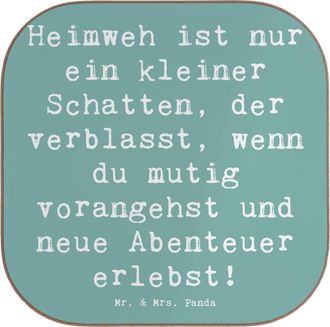 Mr. & Mrs. Panda Glasuntersetzer Spruch Heimweh &uuml;berwinden Abenteuer erleben - Geschenk, Geborgenheit, Untersetzer f&uuml;r Gl&auml;ser, Trostspender, Zuversicht, tr&ouml;sten, inspi
