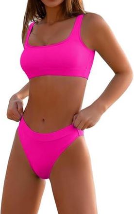Generic Maillot de Bain Femme Bikini Sexy Maillots de Bain Sport pour Femme, Bikini Deux Pi&egrave;ces avec Crop Top et Taille Haute pour Un Look Actif