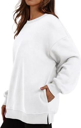 Generic Pull surdimensionné pour femme - Grande taille - Pull à capuche résistant aux intempéries - Pull à capuche pour femme, blanc, XXL