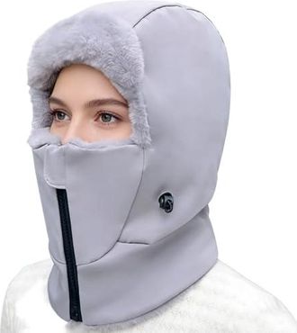 Generic Chapeau avec &eacute;charpe - Protection des oreilles - Cache-cou &agrave; capuche - avec &eacute;charpe et masque en &eacute;paisse | Chapeaux dhiver pour homme et enfant par te