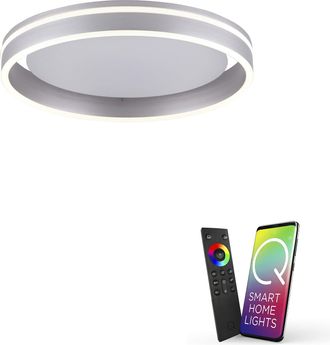 Paul Neuhaus Q-VITO LED Deckenleuchte, Works with Alexa - Smart Home, Fernbedienung CCT warmweiß - kaltweiß (40cm Silber)