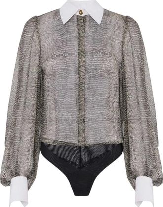 Elisabetta Franchi Femme, Tops, Multicolore, Taille: 38 FR Body Pitone Colletto